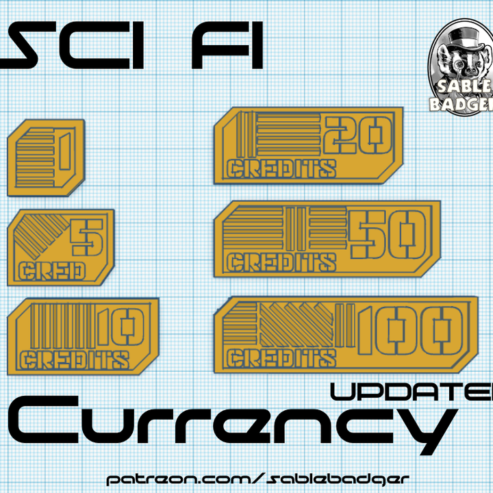 3D Printable Sci Fi Credit Chips for card games by brander roullett